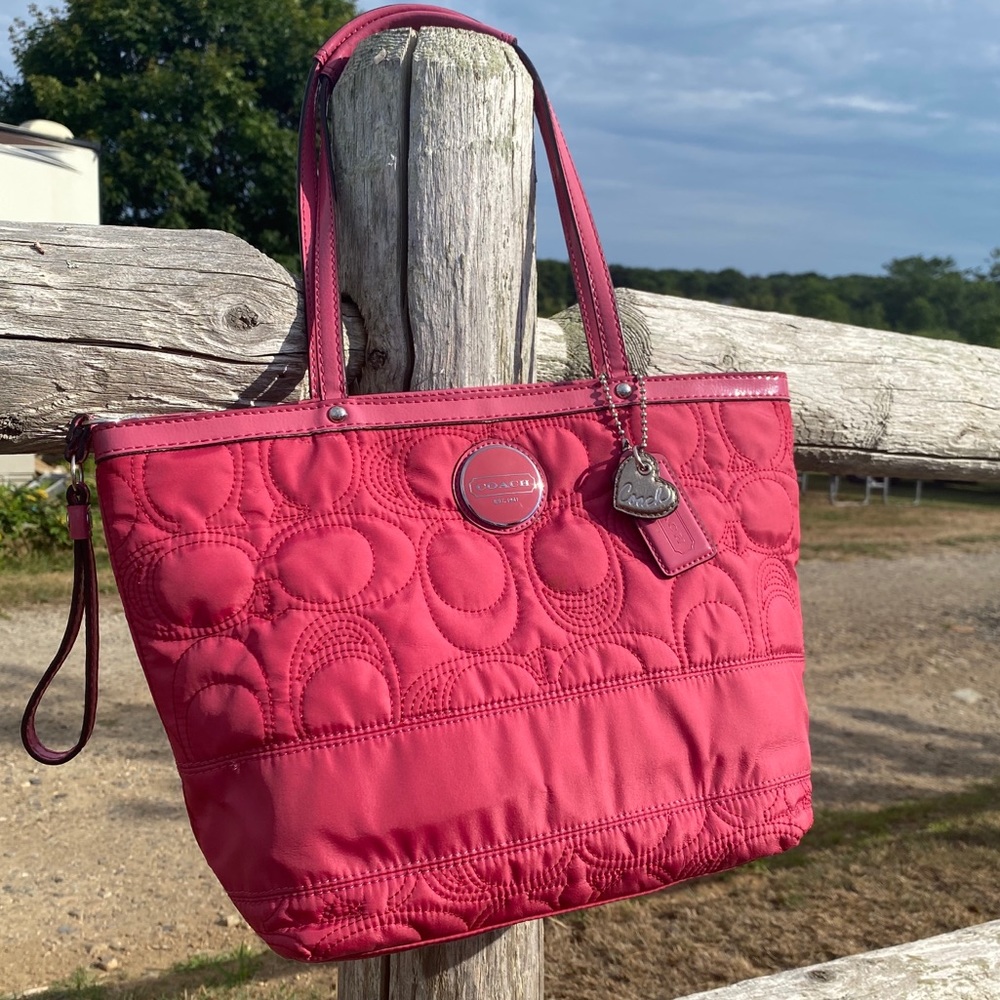 Coach Signature Quilted Stitch Nylon Tote Bag - Gem